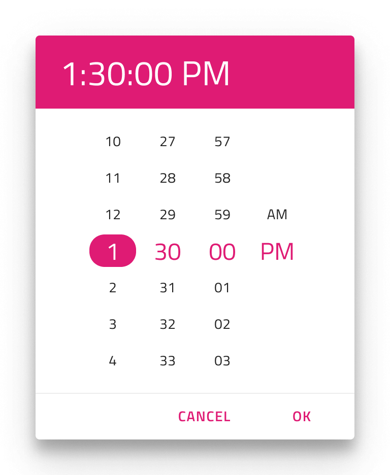 Time Picker - デザイン システム コンポーネント